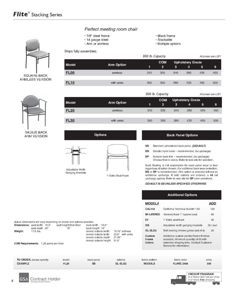 Price Book • Buzz Seating